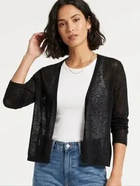 Eileen Fisher | Sweaters | Eileen Fisher Organic Linen Black Semi Sheer ...